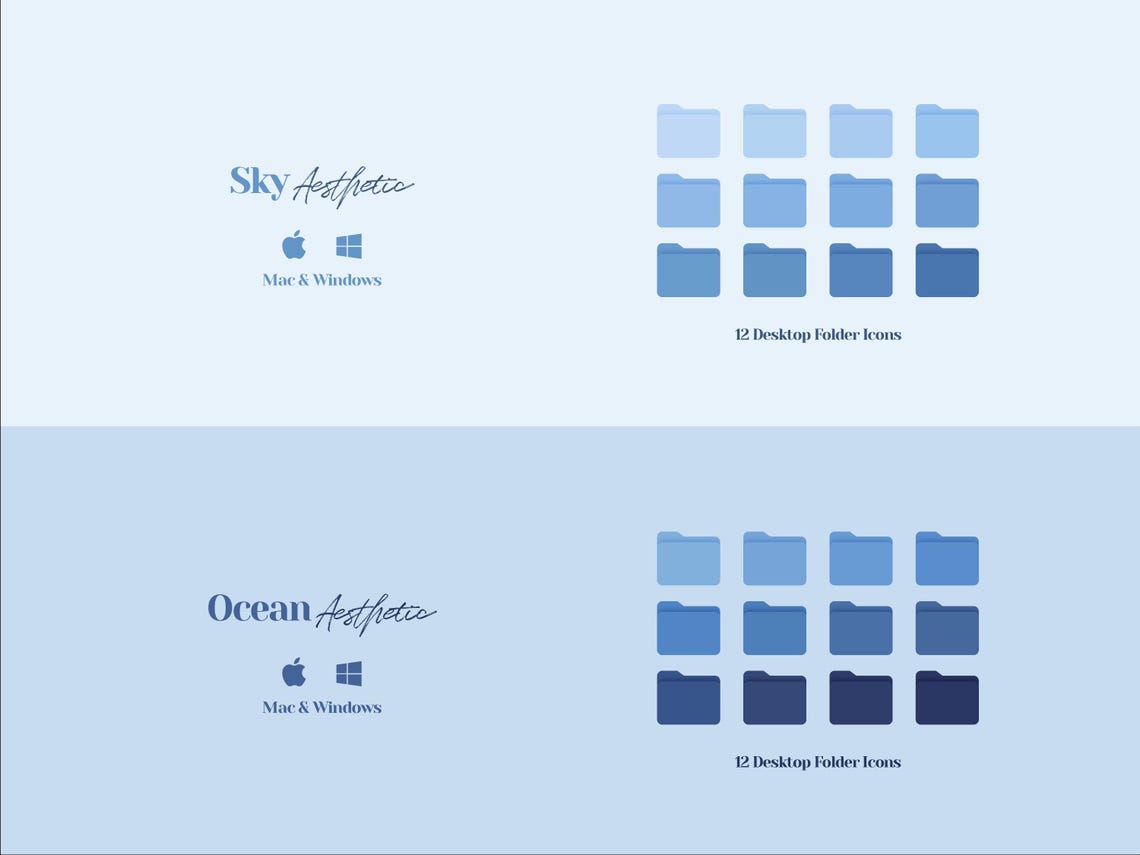 Desktop Icons, Mac Folder Icons, Ocean Sky Blue Wallpaper Desktop ...