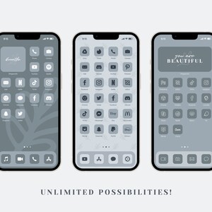 Ios 18 App Icon Pack, Light Gray App Icons, Pale Gray iPhone Aesthetic ...