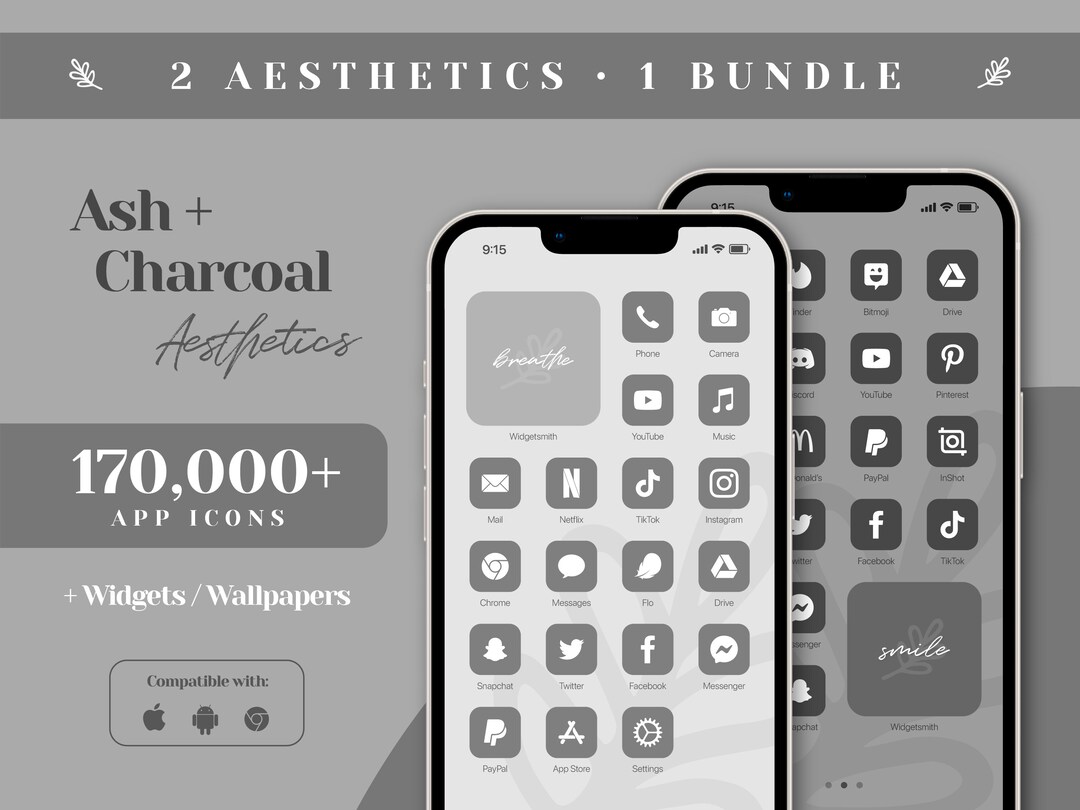 Ios 16 App Icon Pack Light Gray App Icons Dark Grey Iphone - Etsy