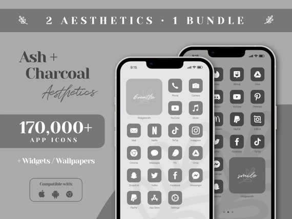 Ios 16 App Icon Pack Light Gray App Icons Dark Grey Iphone - Etsy