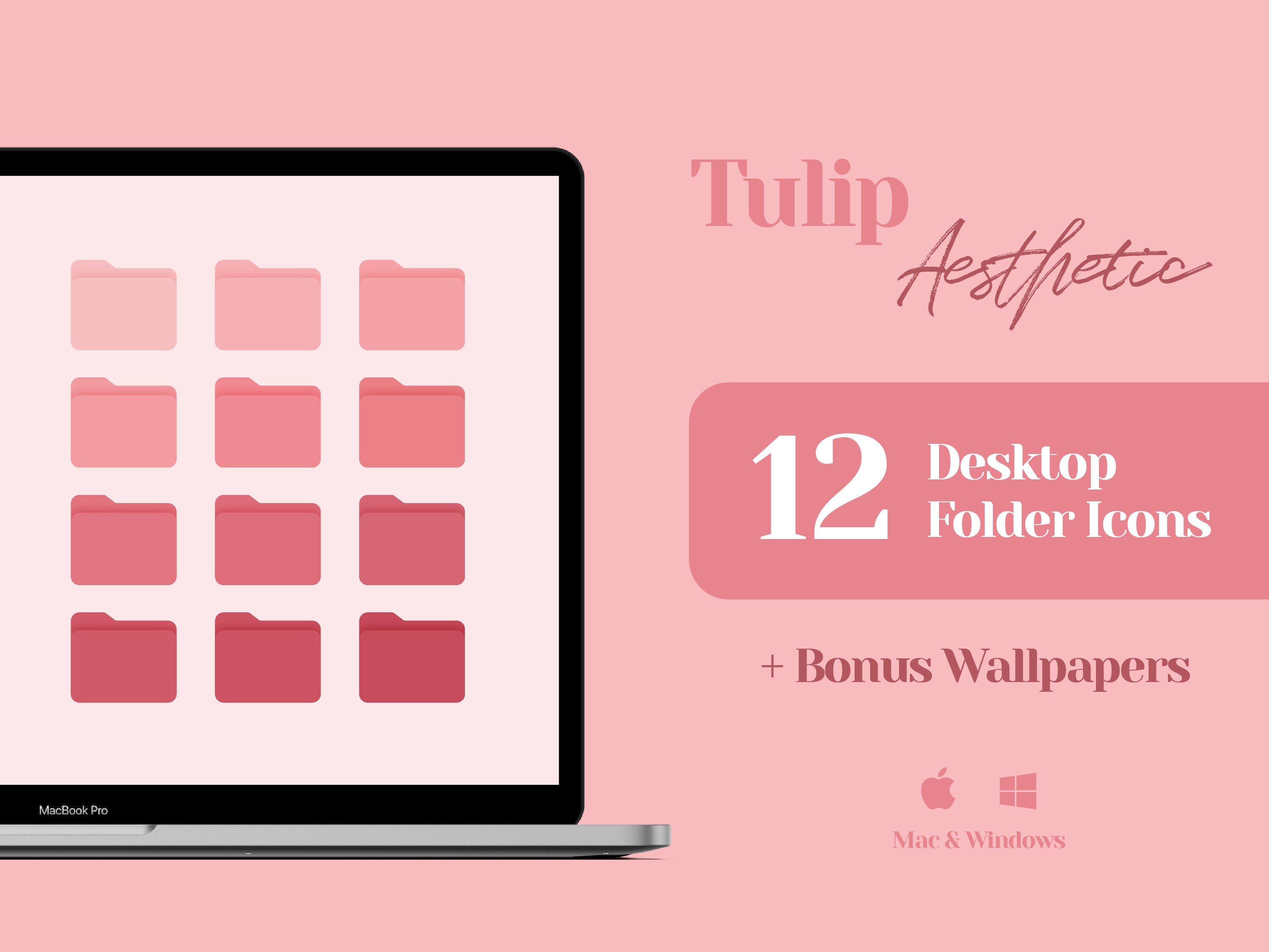 Desktop Icons Mac Folder Icons Bright Pink Wallpaper Desktop - Etsy