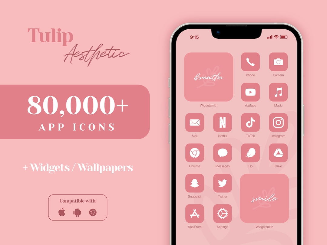 Ios 18 App Icon Pack, App Icons Pink iPhone Aesthetic, iPhone Widgets ...