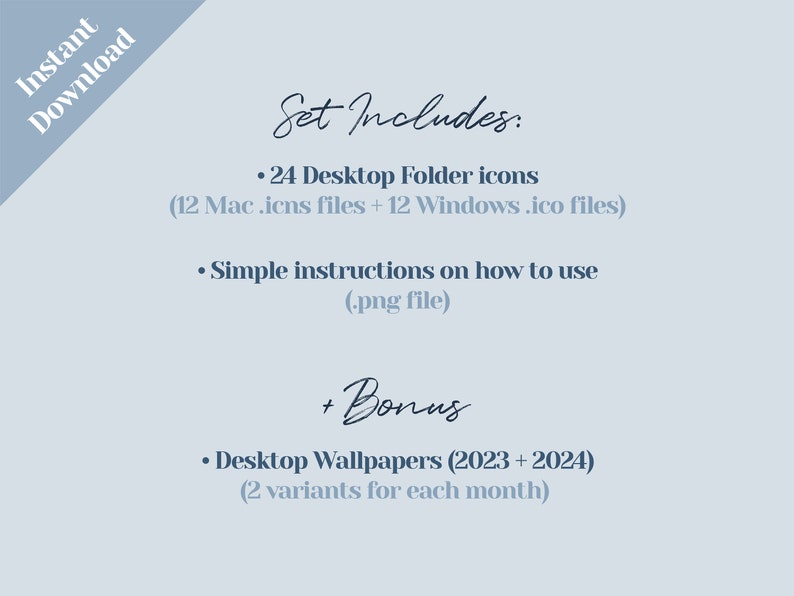 Desktop Icons Mac Folder Icons Navy Blue Wallpaper Desktop - Etsy