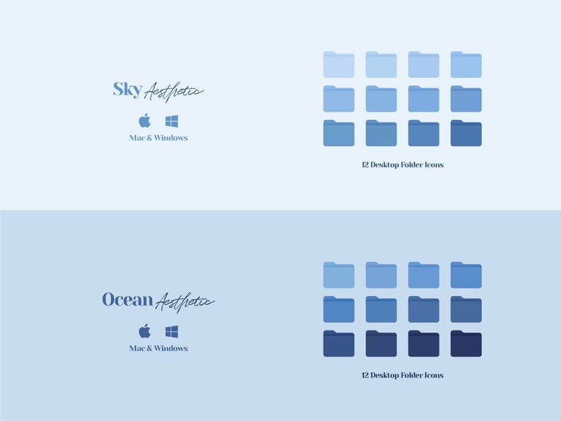 Desktop Icons Mac Folder Icons Ocean Sky Blue Wallpaper - Etsy