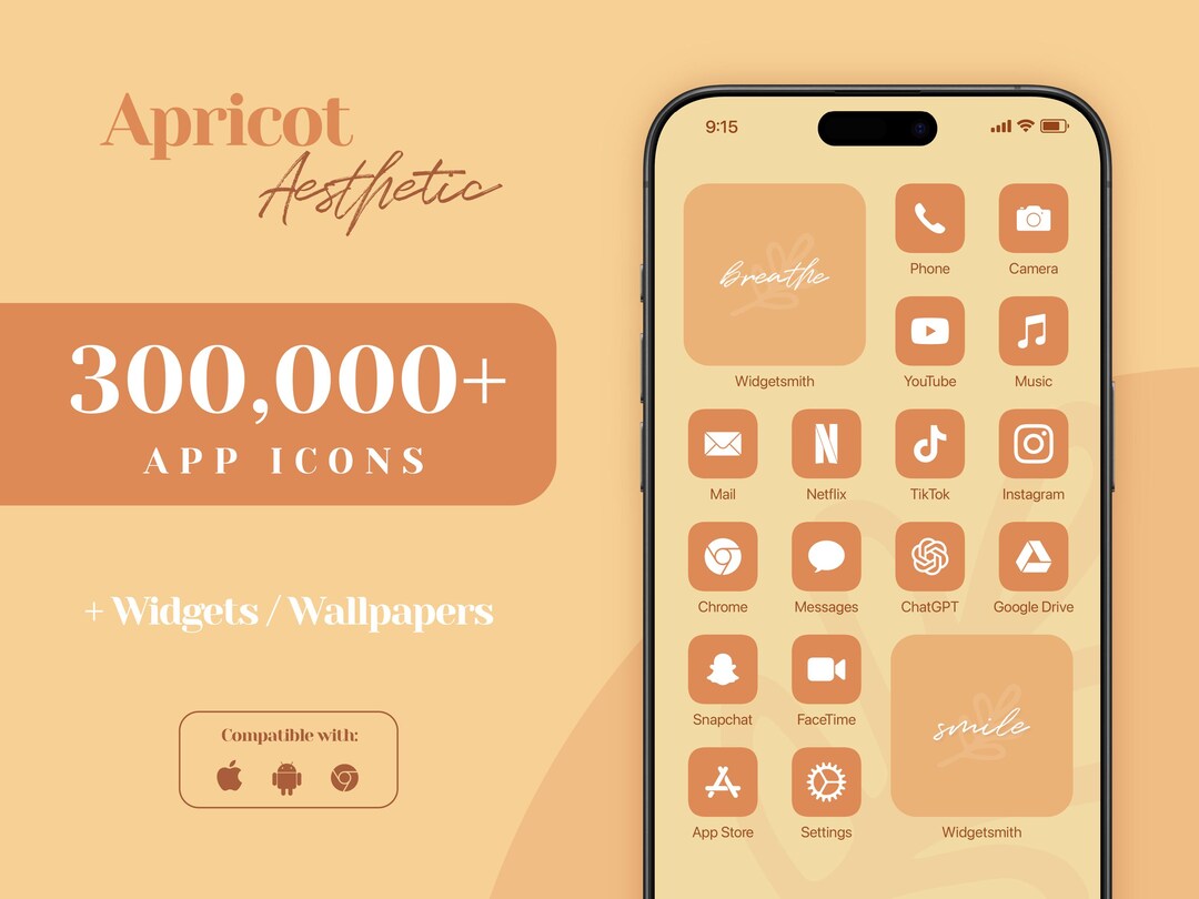 Ios 18 App Icon Pack, App Icons Yellow iPhone Aesthetic, iPhone Widgets ...