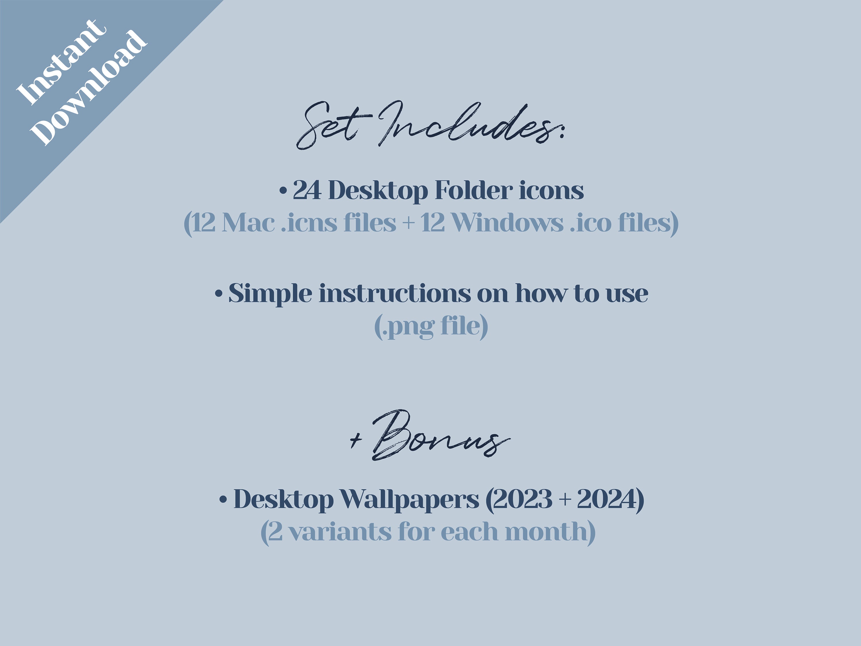 Desktop Icons Mac Folder Icons Navy Blue Wallpaper Desktop - Etsy