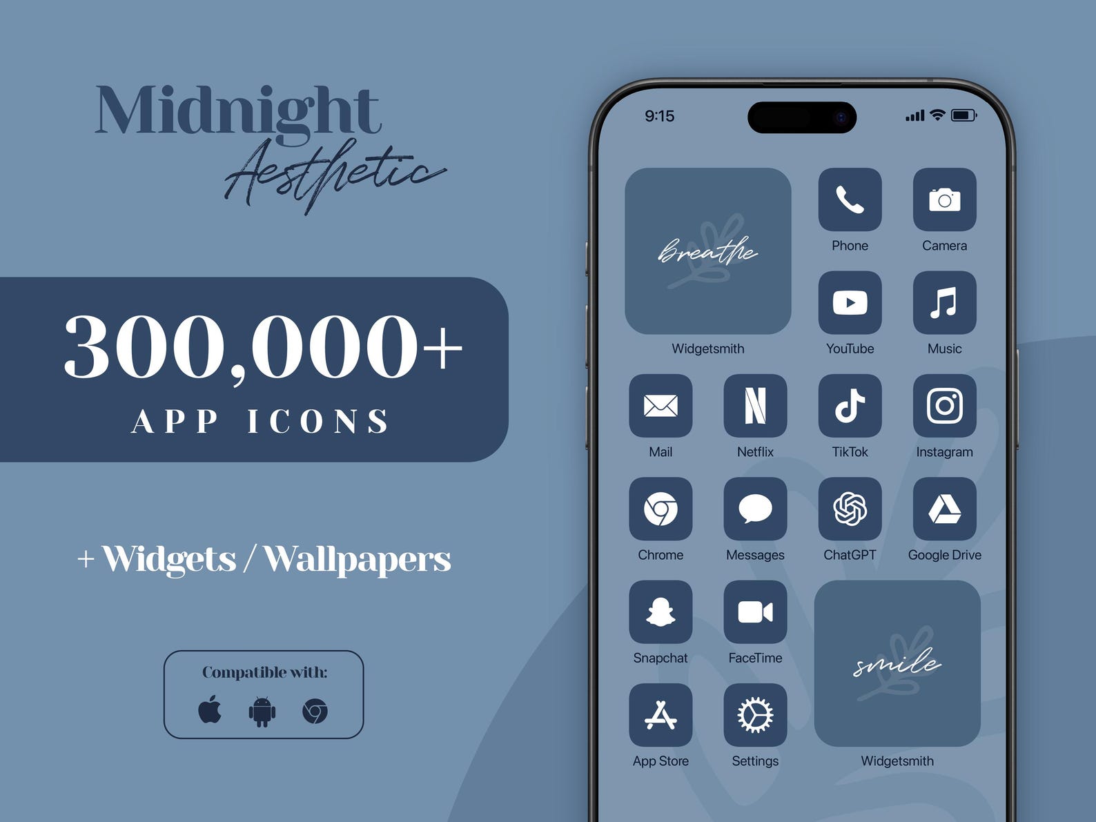 Ios 26 App Icon Pack, Navy Blue App Icons, Dark Blue iPhone Aesthetic ...
