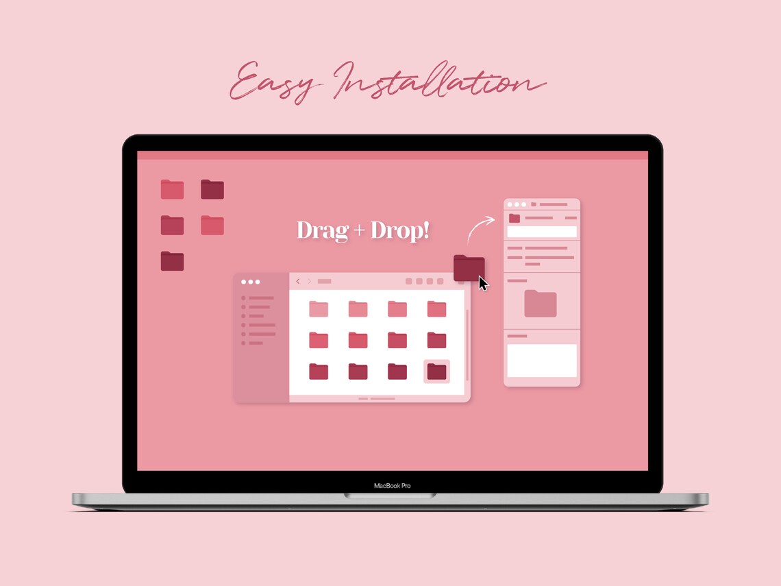 Desktop Icons, Mac Folder Icons, Bright Pink Wallpaper Desktop ...