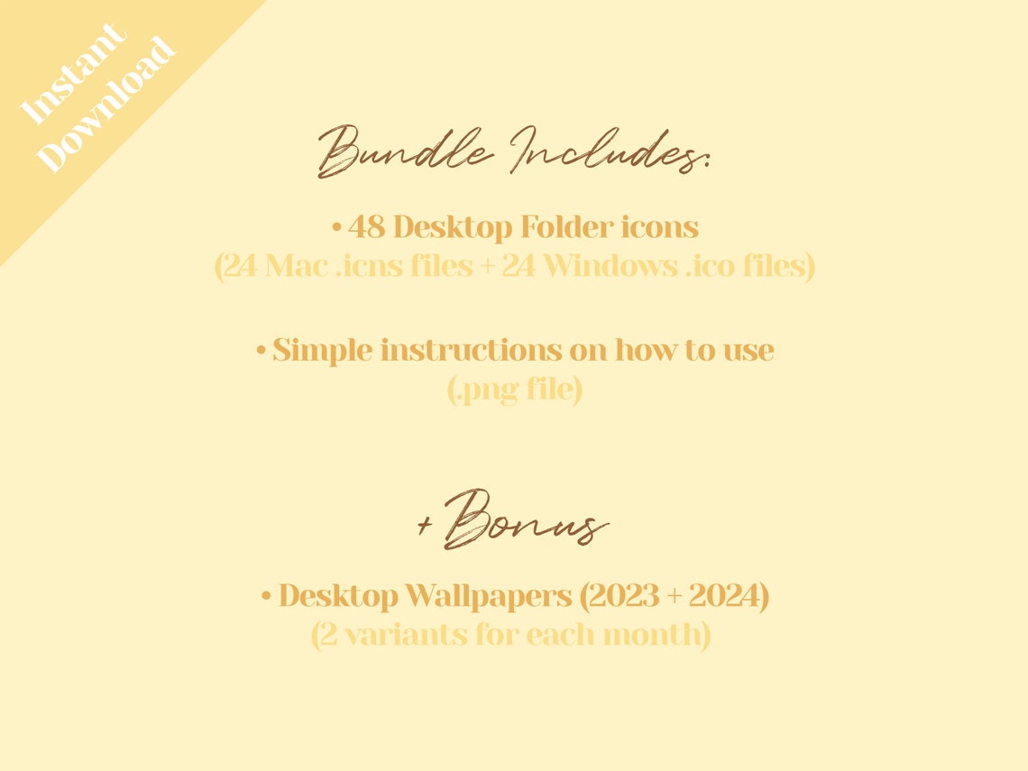 Desktop Icons Mac Folder Icons Yellow Wallpaper Desktop - Etsy