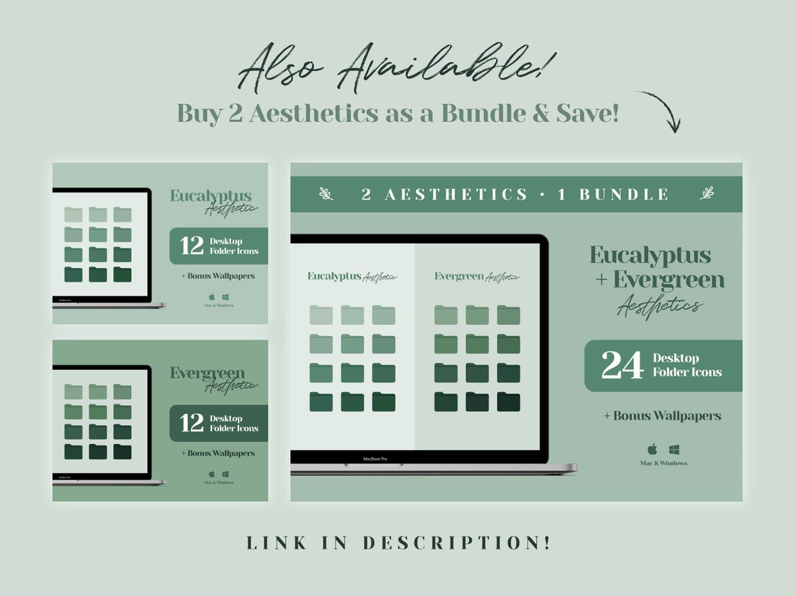 Desktop Icons Mac Folder Icons Dark Green Wallpaper Desktop - Etsy