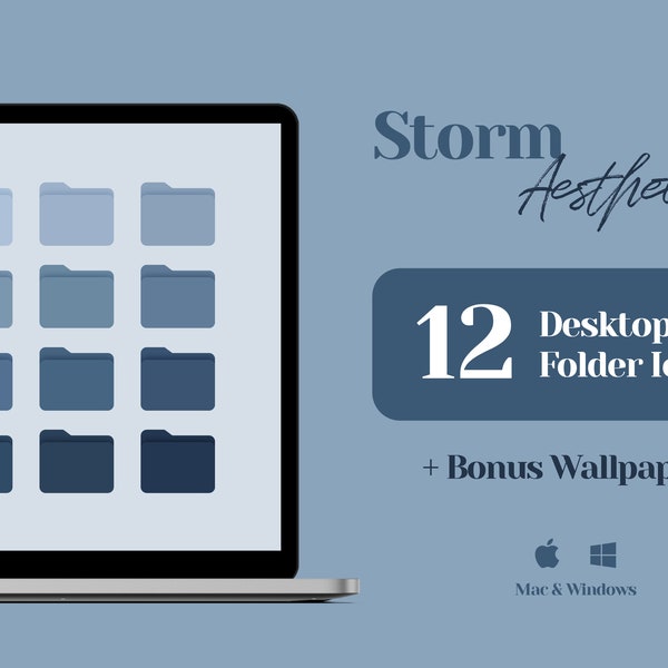 Navy Blue Desktop Icons and Folders - Etsy