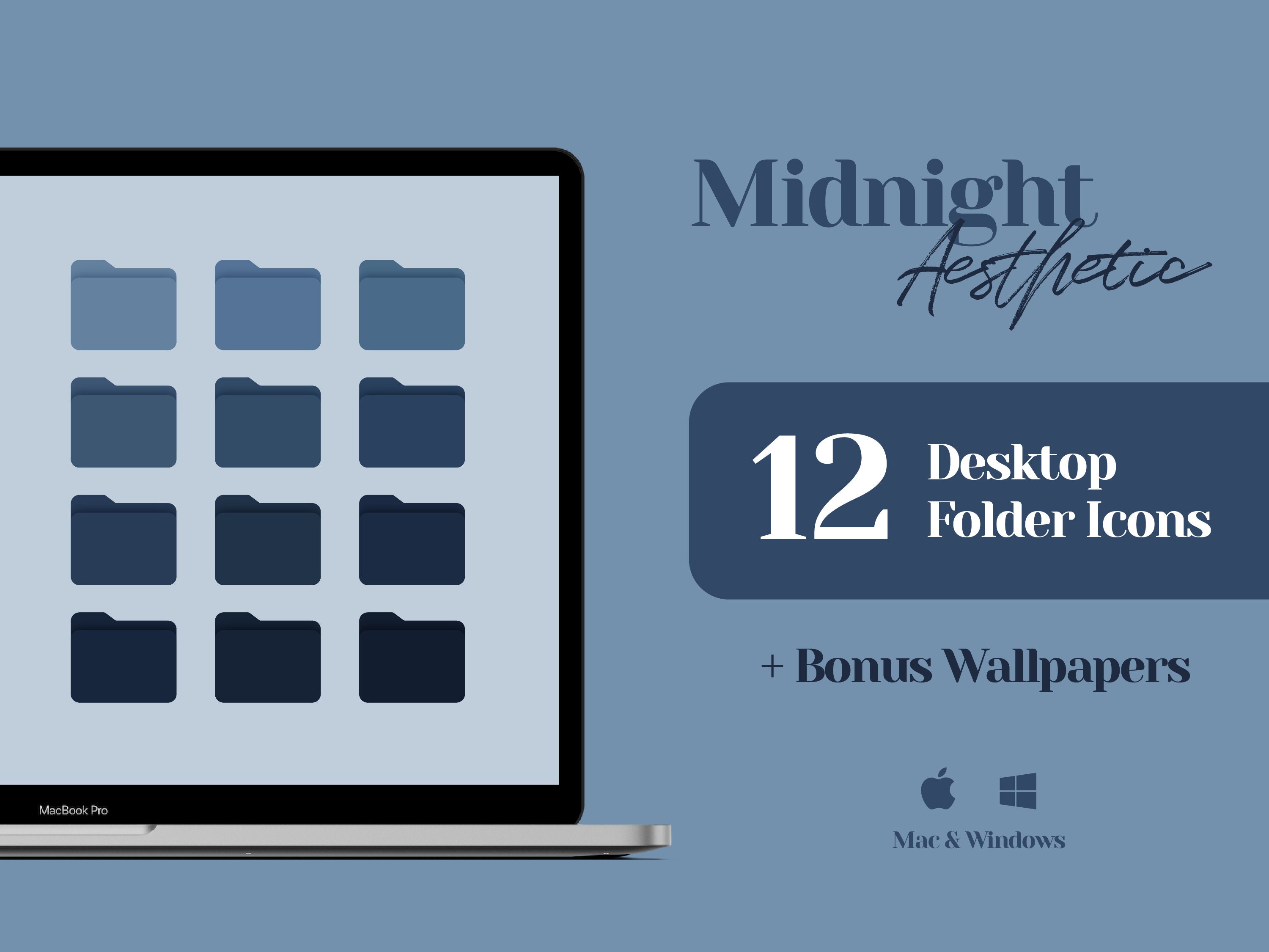 Desktop Icons Mac Folder Icons Navy Blue Wallpaper Desktop - Etsy