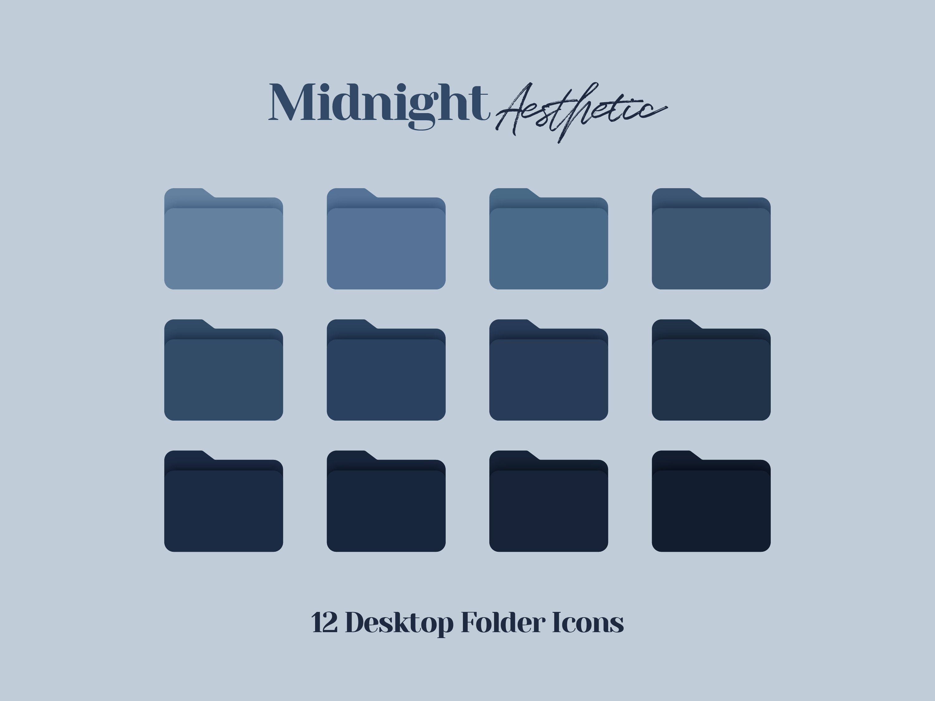 Desktop Icons Mac Folder Icons Navy Blue Wallpaper Desktop - Etsy