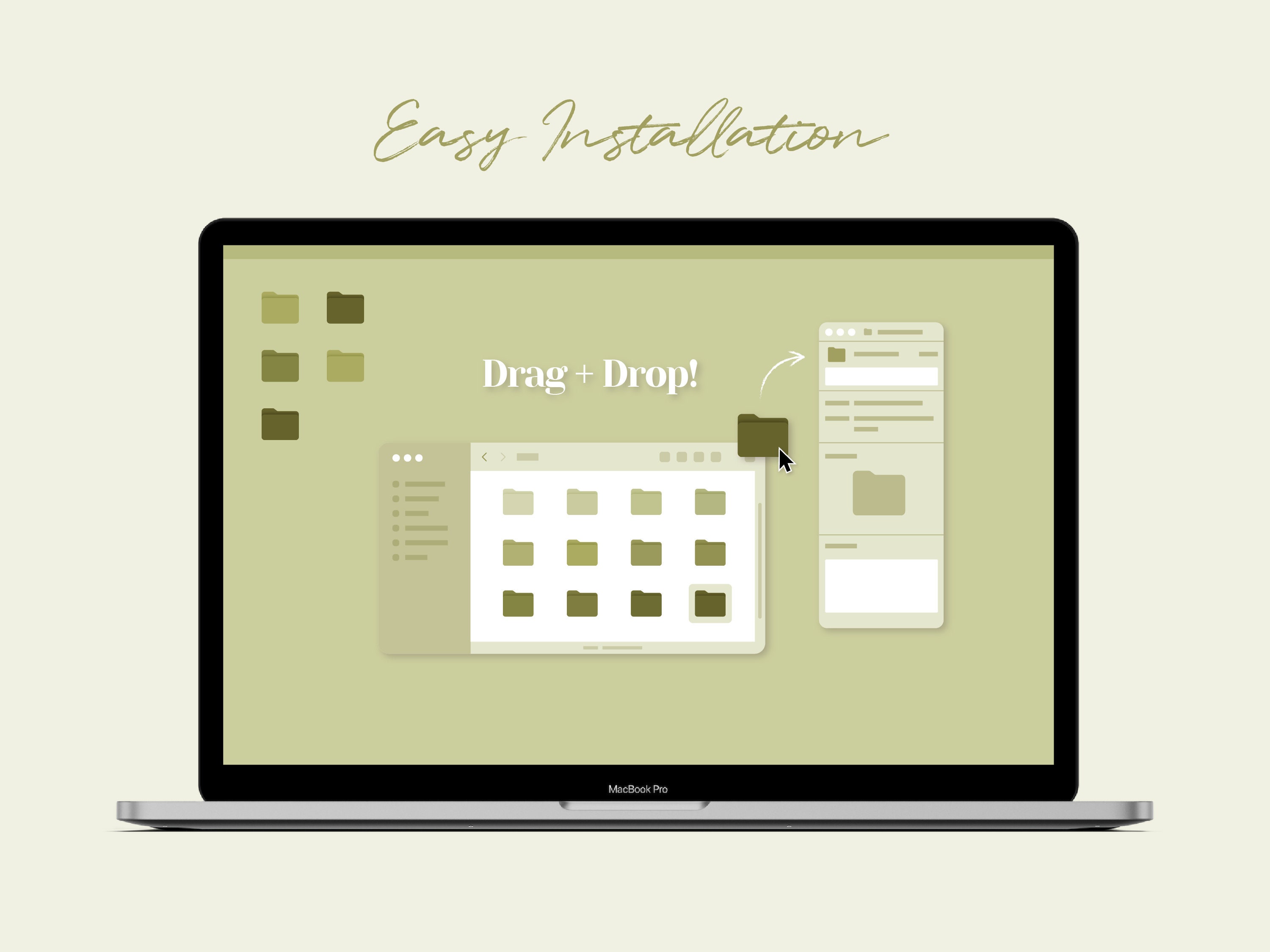 Desktop Icons Mac Folder Icons Dark Green Wallpaper Desktop - Etsy