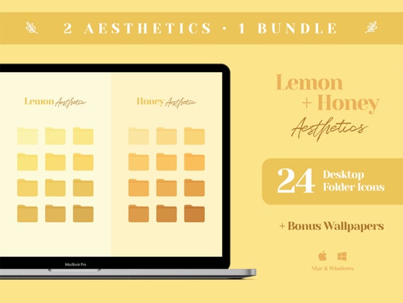 Desktop Icons Mac Folder Icons Yellow Wallpaper Desktop | Etsy
