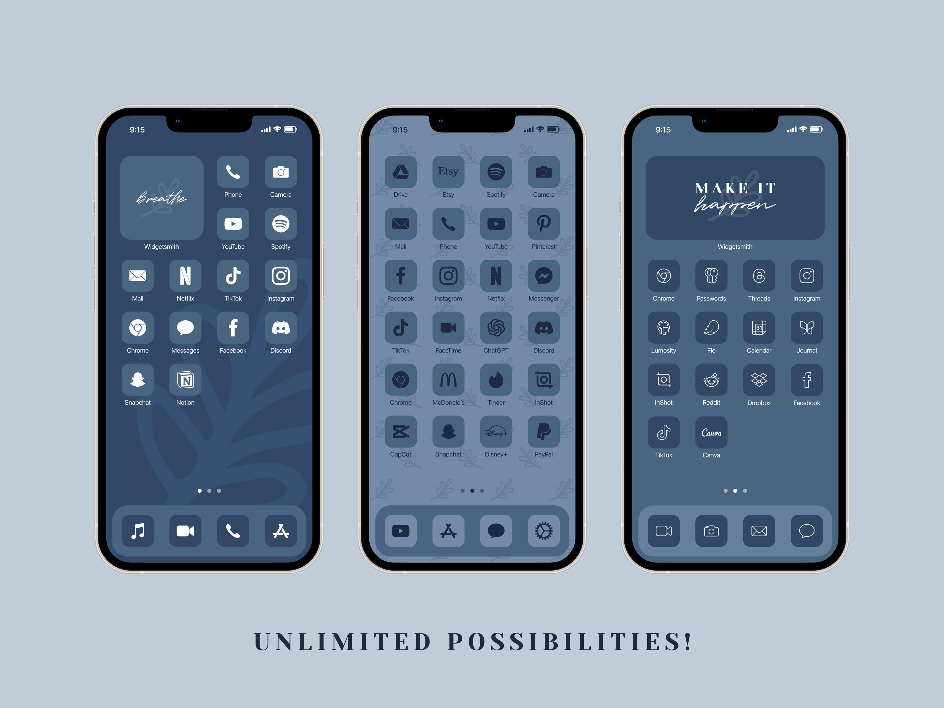 Ios 26 App Icon Pack, Navy Blue App Icons, Dark Blue iPhone Aesthetic ...