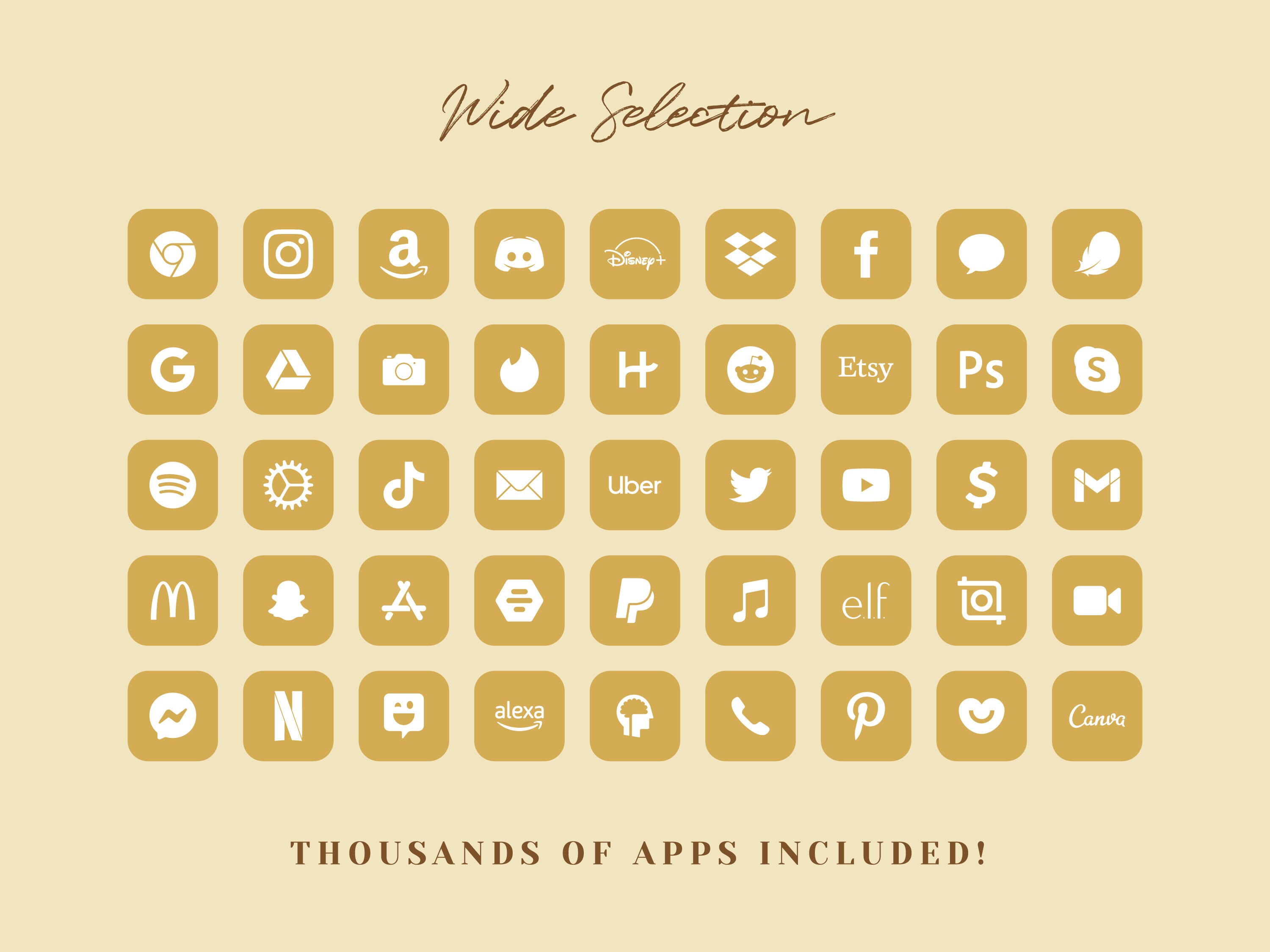 Ios 17 App Icon Pack, Dark Yellow App Icons, Brown iPhone Aesthetic ...