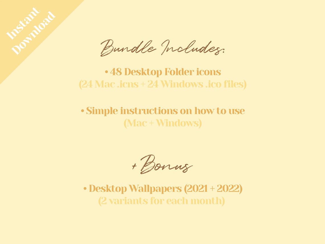 Desktop Icons Mac Folder Icons Yellow Wallpaper Desktop - Etsy