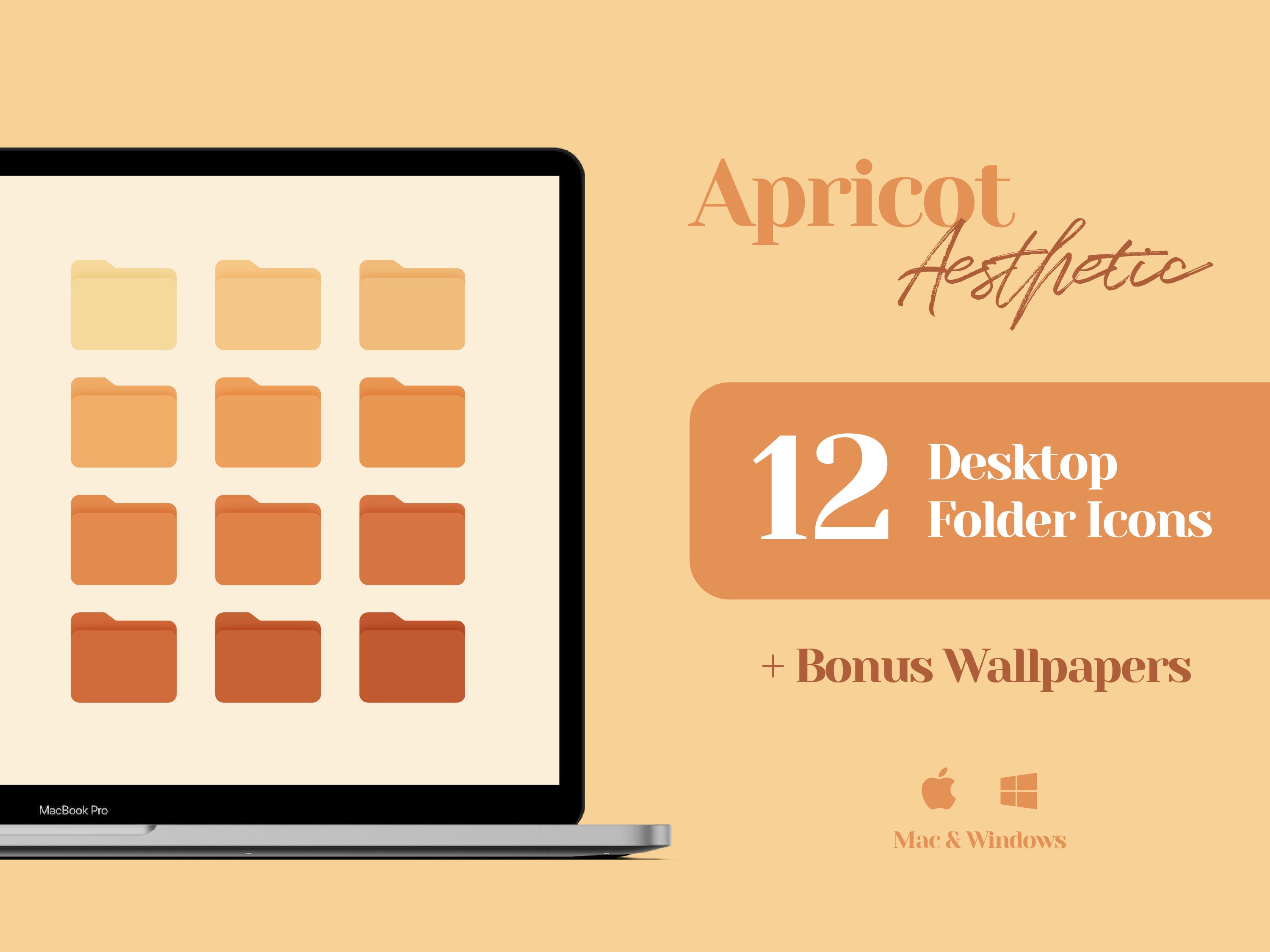Desktop Icons Mac Folder Icons Orange Wallpaper Desktop - Etsy