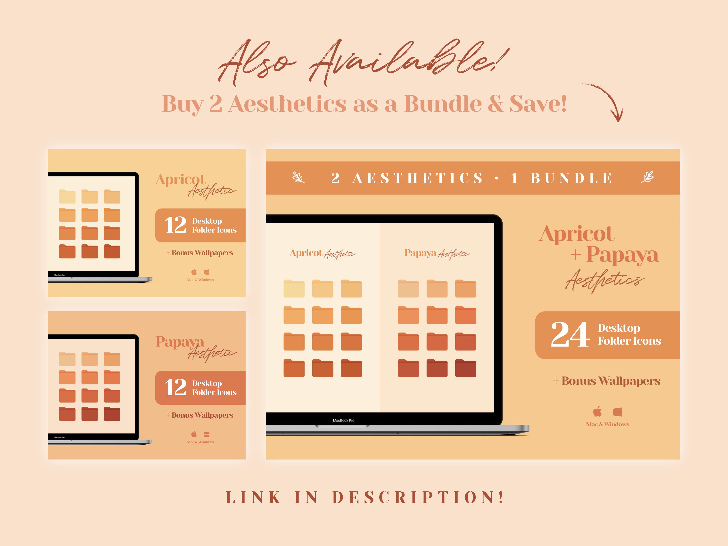 Desktop Icons Mac Folder Icons Orange Wallpaper Desktop - Etsy