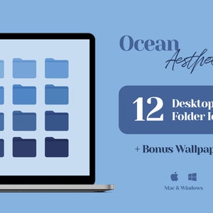 Desktop Icons, Mac Folder Icons, Ocean Sky Blue Wallpaper Desktop ...