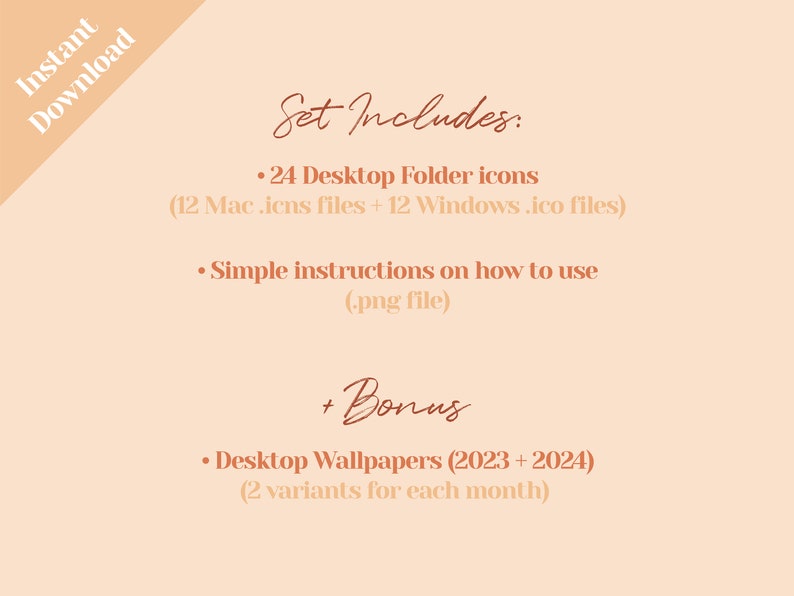 Desktop Icons Mac Folder Icons Orange Wallpaper Desktop - Etsy