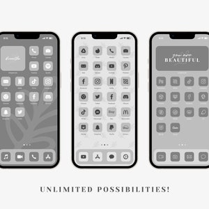 Ios 16 App Icon Pack Light Gray App Icons Dark Grey Iphone - Etsy