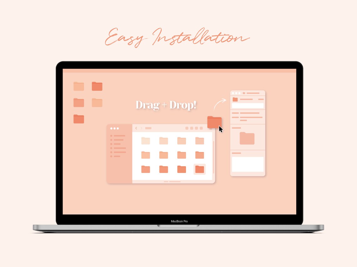Desktop Icons Mac Folder Icons Orange Wallpaper Desktop | Etsy