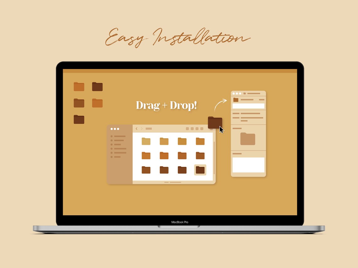 Desktop Icons Mac Folder Icons Dark Yellow Wallpaper Desktop - Etsy