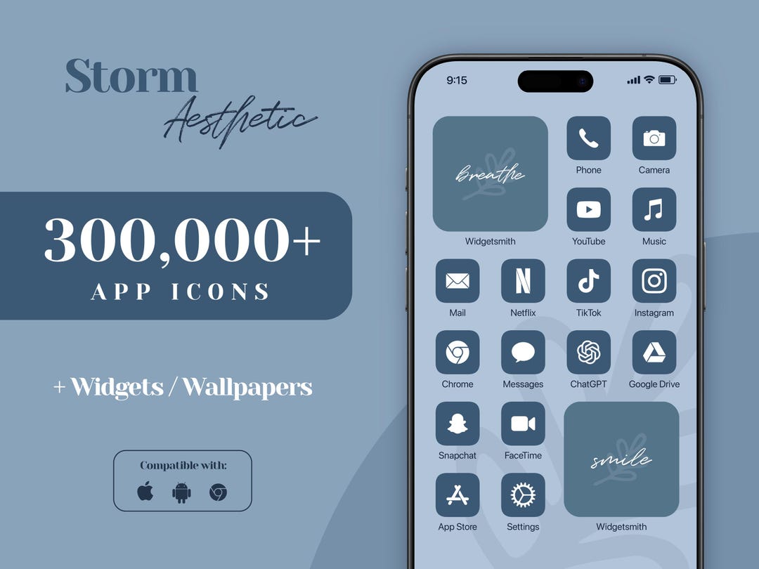 Ios 18 App Icon Pack, Navy Blue App Icons, Dark Blue iPhone Aesthetic ...