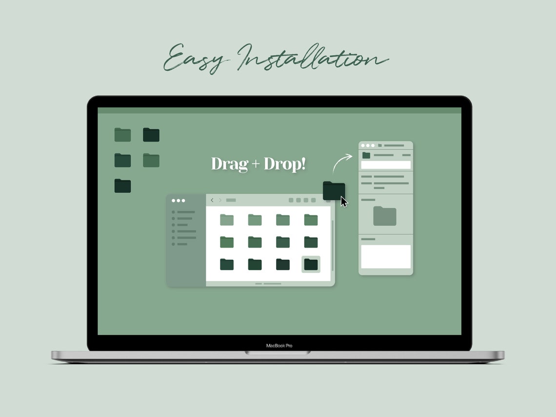 Desktop Icons, Mac Folder Icons, Dark Green Wallpaper Desktop Organizer ...