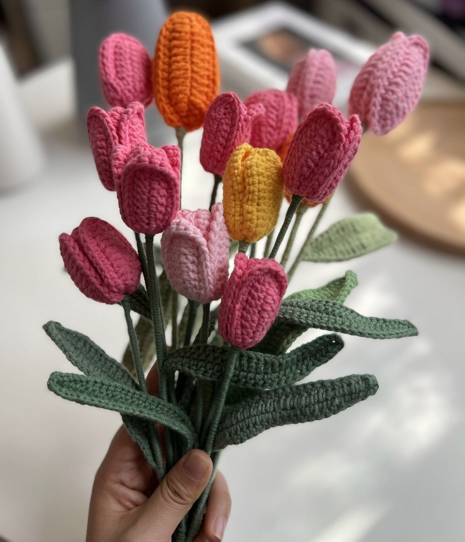 Finished Crochet Tulip Handmade Knitted Flowers Crochet - Etsy