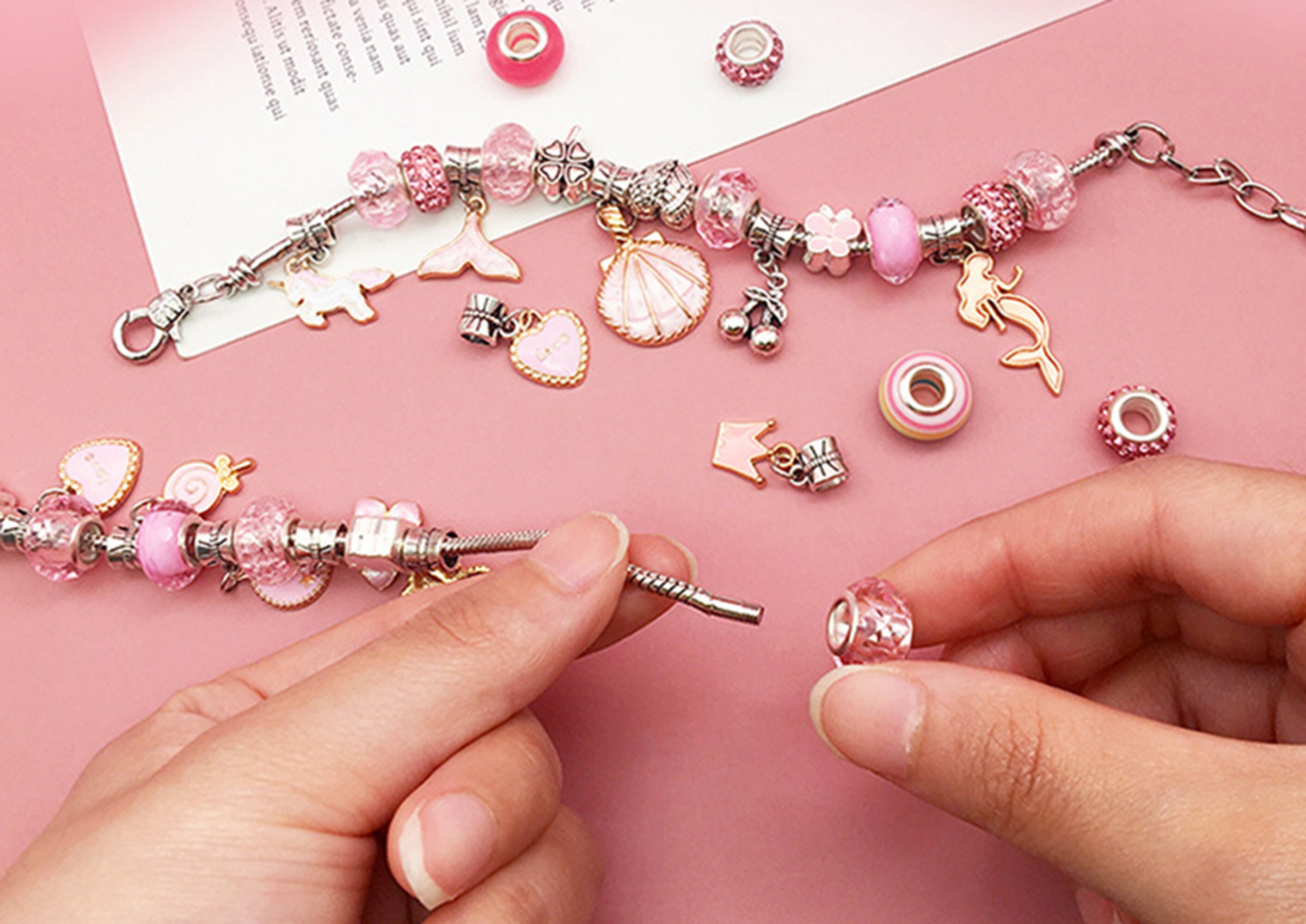 Pink Theme DIY Bracelet Kit Handmade Crystal Bracelet - Etsy