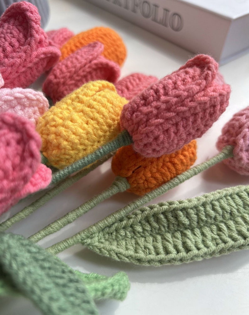 Finished Crochet Tulip Handmade Knitted Flowers Crochet - Etsy