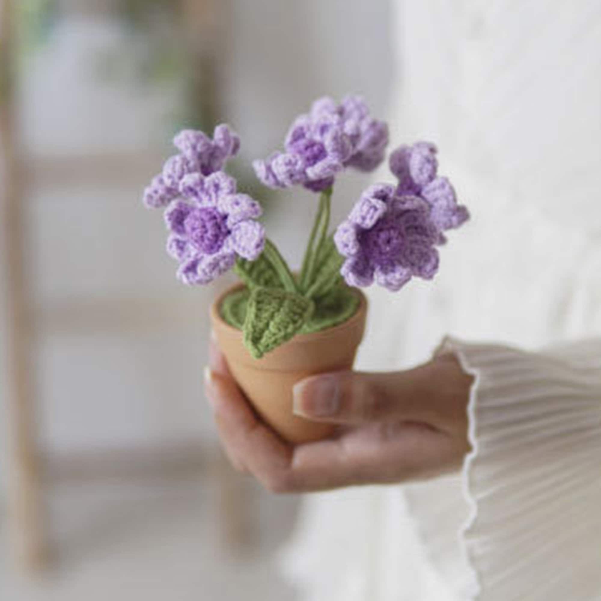 Mini Crochet Daisy Flower Pot Finished Crochet Flowers Pot - Etsy