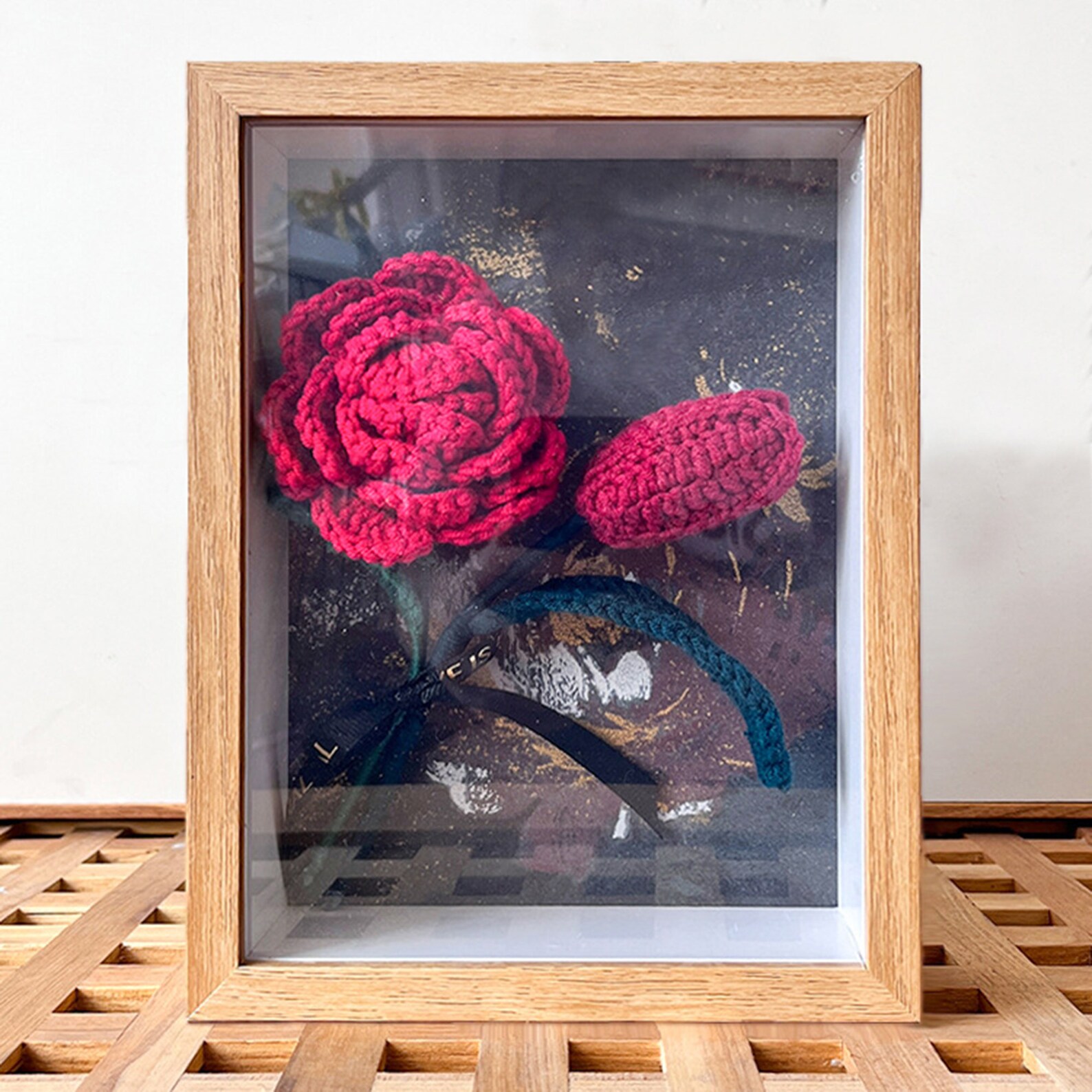 Crochet Mixed Flowers Bouquet in Picture Frame Handmade - Etsy