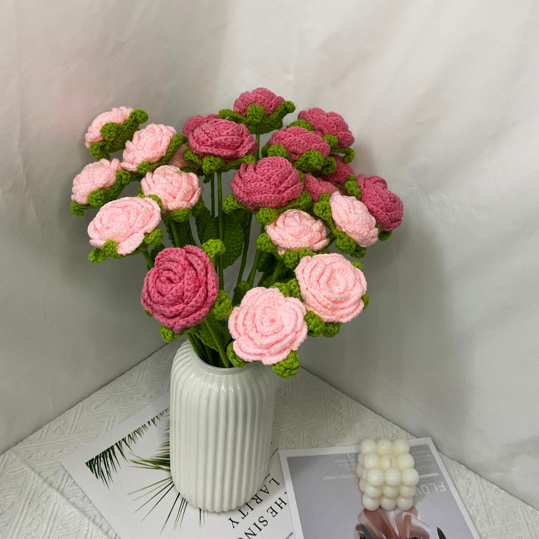 Crochet Rose Flower,finished Hand Made Flowers,wedding Accessories ...