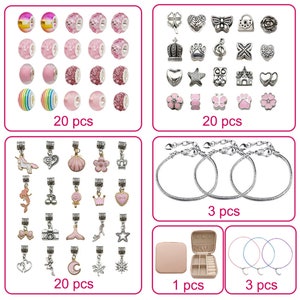 Pink Theme DIY Bracelet Kit, Handmade Crystal Bracelet Necklace Set ...