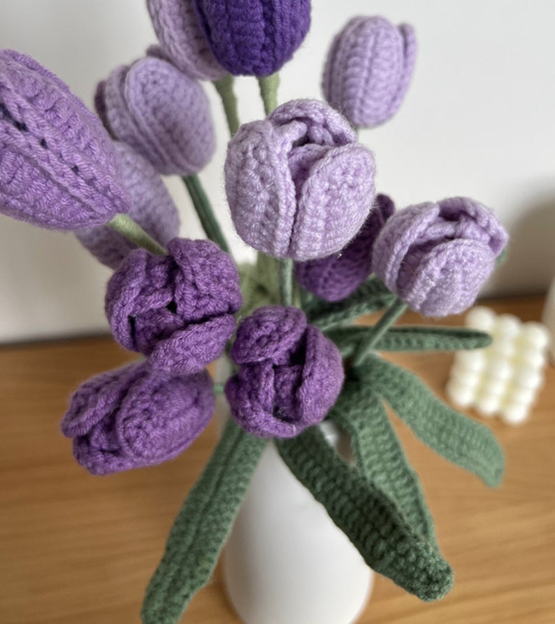 Finished Crochet Tulip Handmade Knitted Flowers Crochet - Etsy