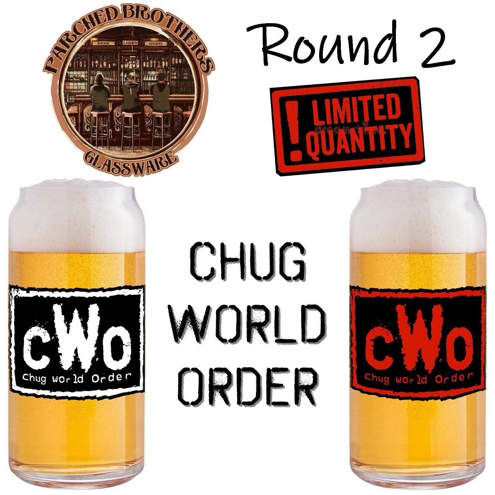 Custom Beer Glassware CHUG WORLD ORDER Cwo 20oz Can Glass - Etsy