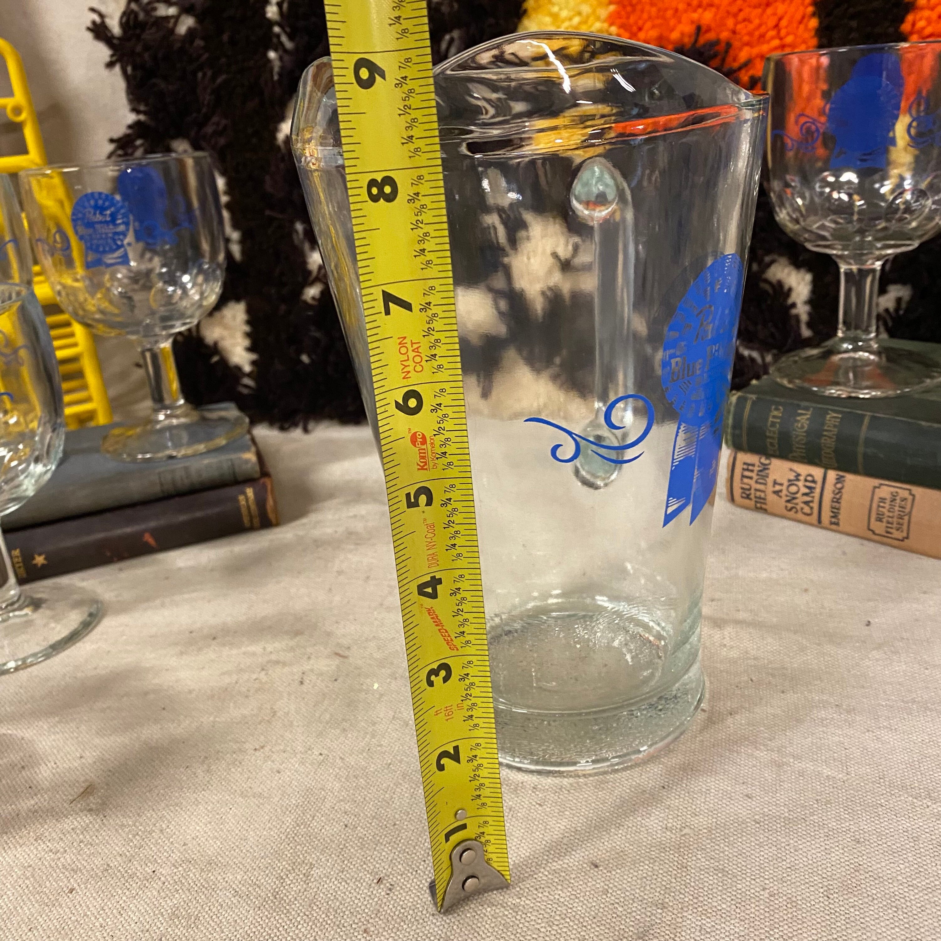 Vintage Pabst Blue Ribbon Glass Beer Pitcher and 12 Schooners - Etsy