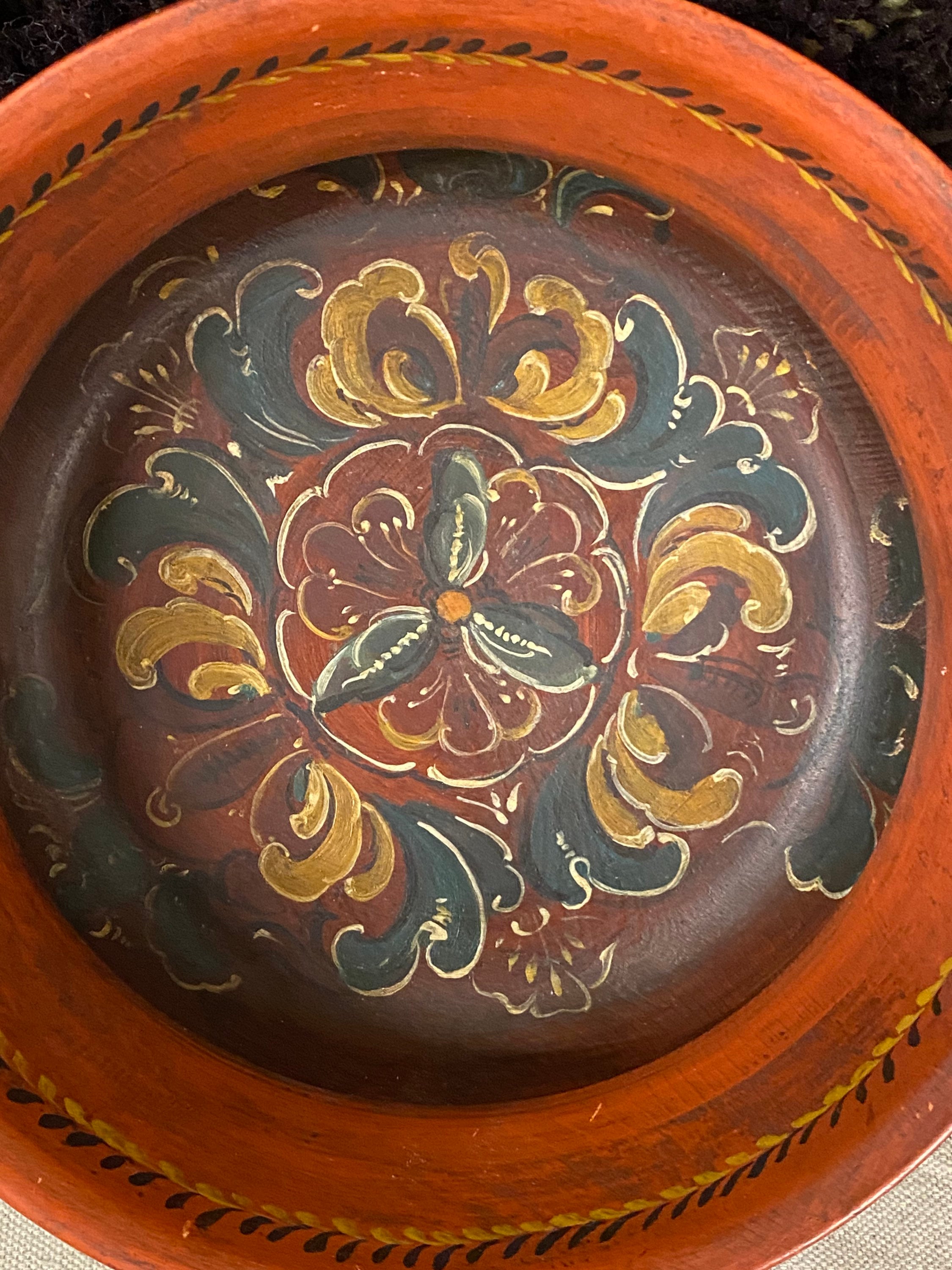 Vintage Rosemaling Hand-painted Wooden Bowl - Etsy