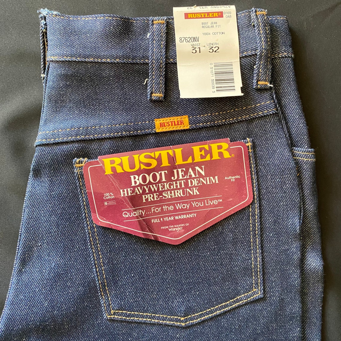 Vintage Men's Rustler Boot Jean Heavyweight Denim Blue - Etsy