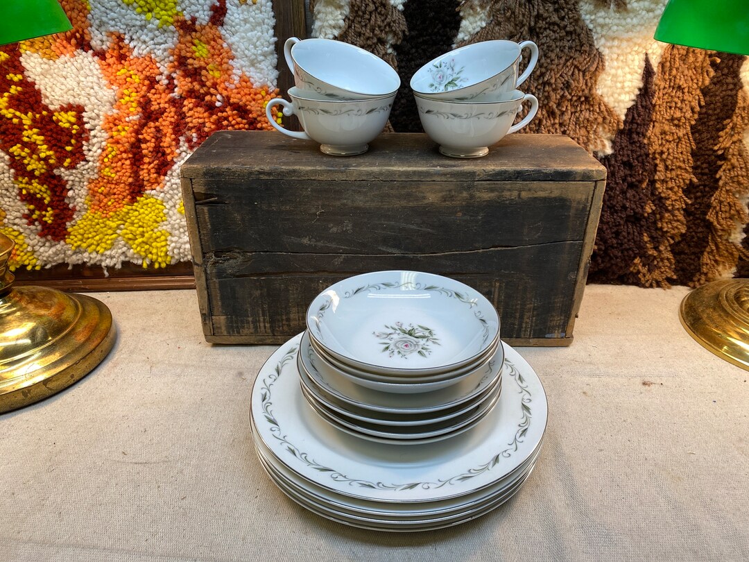 Vintage 15 Piece “romance” Diamond China Japan Dish Set - Etsy