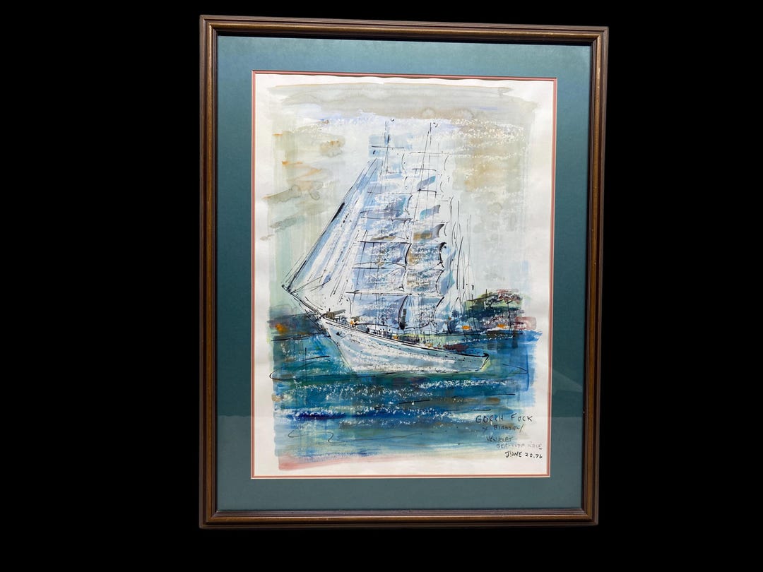 Alfred Birdsey Signed Watercolor Gorch Fock Newport Bermuda Race June ...