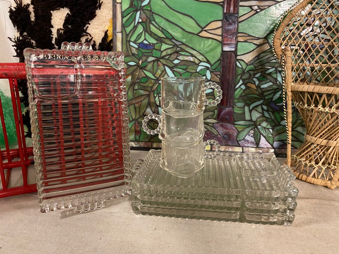 Vintage Hazel Atlas Ball and Rib Glass Sip and Smoke Luncheon Snack Cup ...