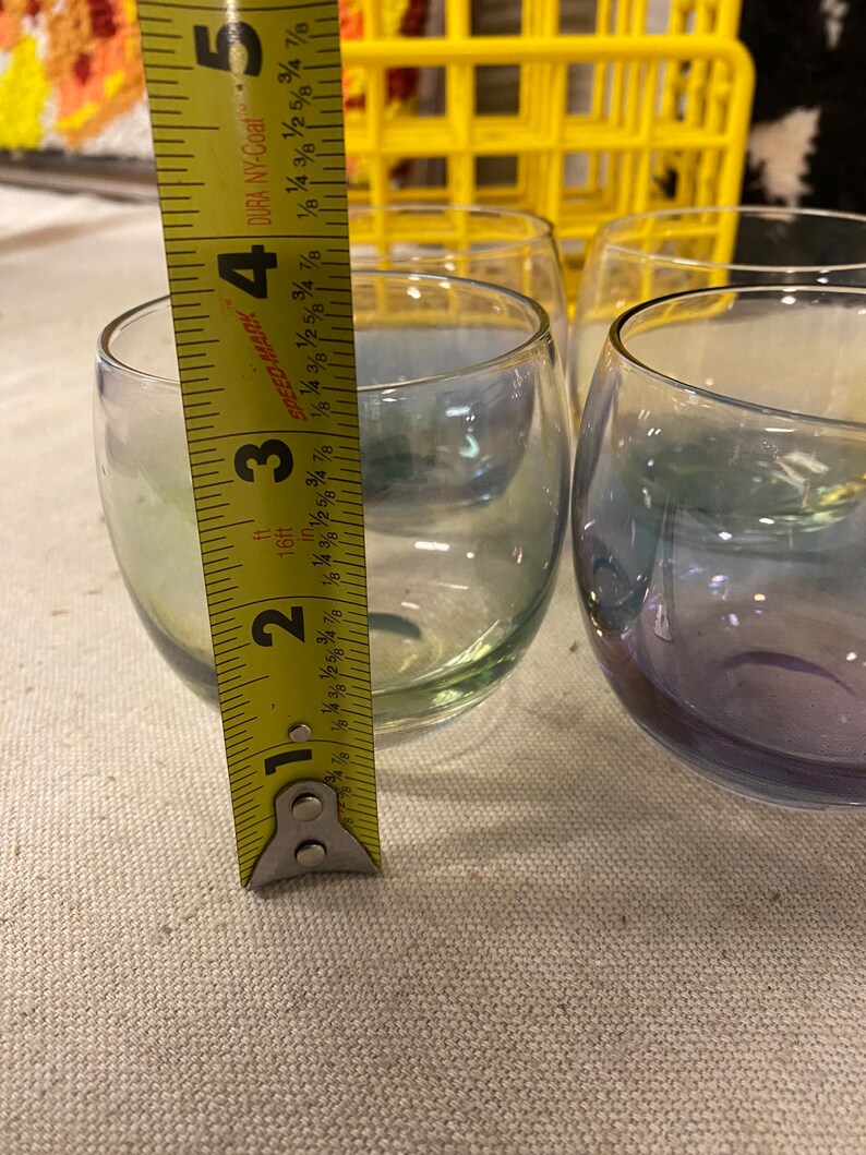Five Vintage MCM Federal Fine Blown Colored Roly Poly Cocktail Glasses ...