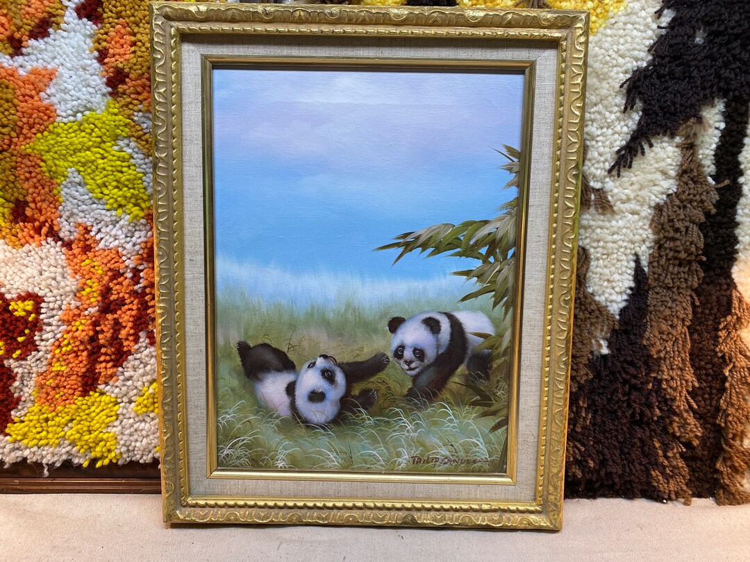 Vintage Philip Sandee Oil Painting - Panda Has Seen Some Things - Etsy