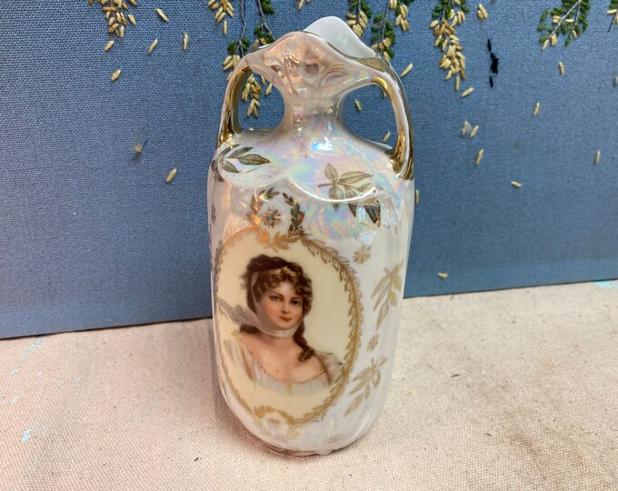 Antique Austrian Porcelain Gilded Portrait Vase - Etsy