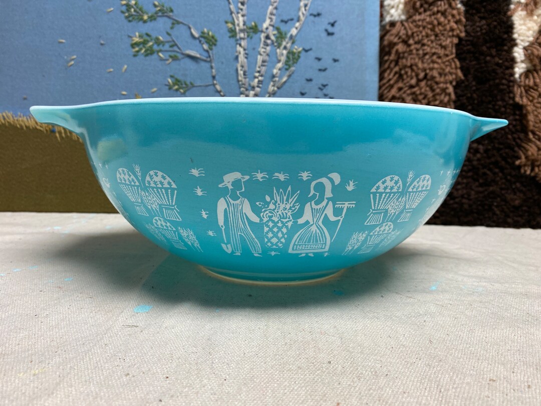 Vintage PYREX Teal Butterprint Salad Bowl - Etsy